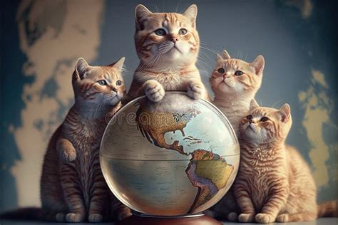 Evil Cats Dominating The World Illustration Generative Ai Stock Illustration Illustration Of