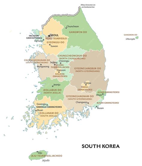 Premium Vector Isolated Administrative Divisions Map Of South Korea
