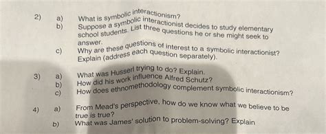 Solved A ﻿what Is Symbolic Interactionismb ﻿suppose A