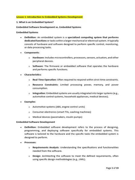 lesson 1 introduction to embedded systems development pdf embedded system microcontroller