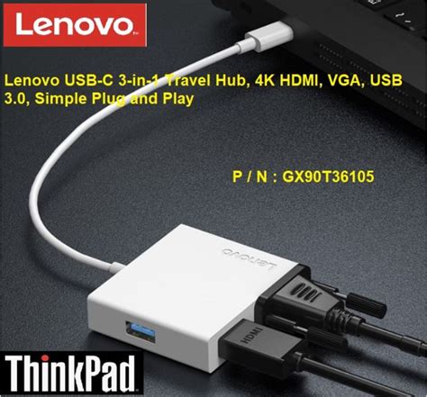 Lenovo Usb C In Hub Travel Hub K Hdmi Vga Usb Original Lazada Indonesia