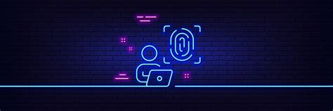 Fingerprint Line Icon Finger Print Target Sign Vector Image