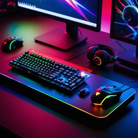 highquality rgb gaming setup keyboard mouse and monitor in 16k