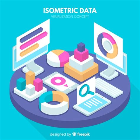Free Vector Isometric Data Visualization Elements Background