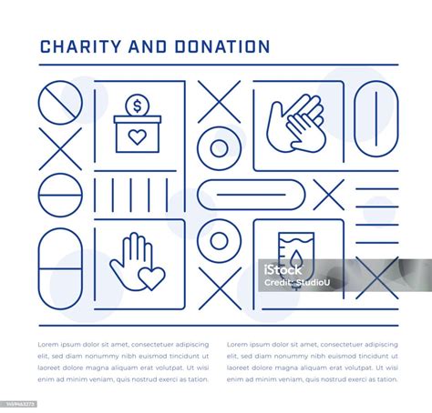 자선 및 기부 웹 배너 디자인 기금 모금 도움의 손길 자원 봉사자 헌혈 라인 아이콘 Charitable Foundation에 대한 스톡 벡터 아트 및 기타 이미지