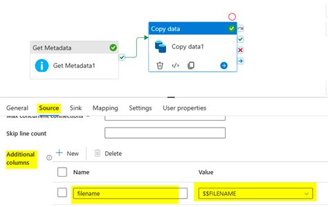 how to append file name to copy activity in azure data factory