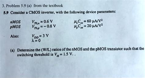 Problem 59a From The Textbook 59 Consider A Cmos Inverter With The