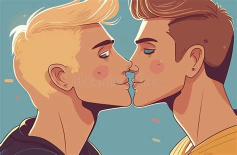Two Gay Men Kissing Lgbtq Manifesto Stock Illustration Illustration