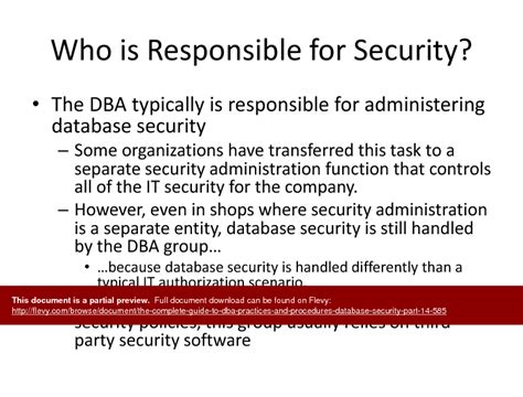 The Complete Guide To Dba Practices And Procedures Database Security Part 14 Ppt Slide Deck