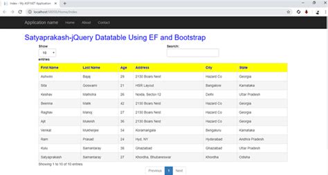 Retrieve Records In Jquery Datatable Using Entity Framework And Bootstrap