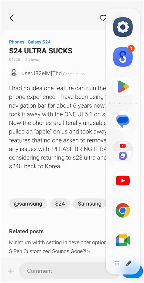 Solved Swipe Gestures Hiding Nav Bar Is Back Samsung Community 2793210