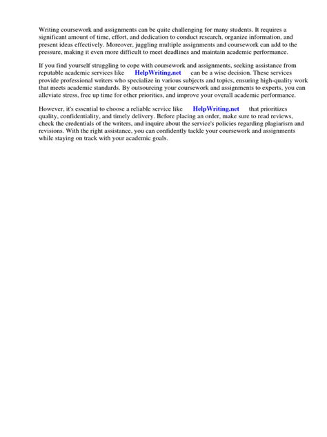 Coursework And Assignment Pdf