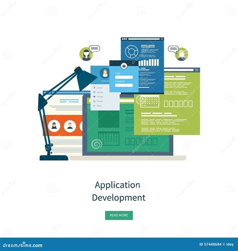 Modern Flat Design Application Development Concept Stock Vector
