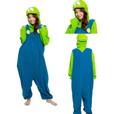 Cartoon Super Mario Bros Luigi Kigurumi Onesie Costumes For Men And Women