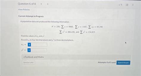 Solved A Population Data Set Produced The Following