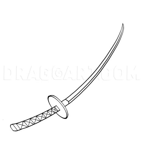 How To Draw A Samurai Sword Coloring Page Trace Drawing