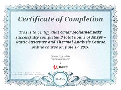 Completed Ansys Static Structure And Thermal Analysis Course The