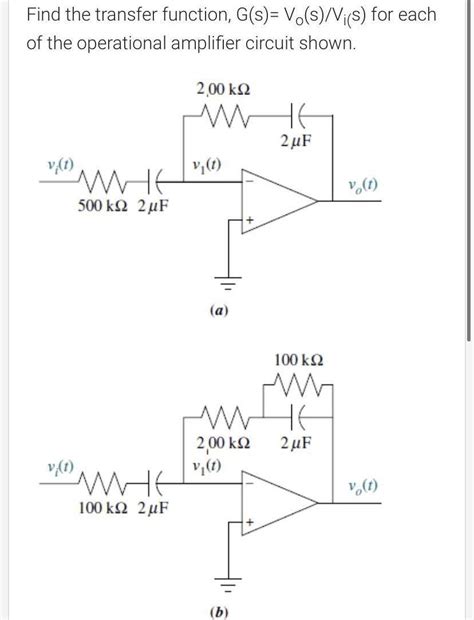 Solved Find The Transfer Function G S Vo S Vi S For