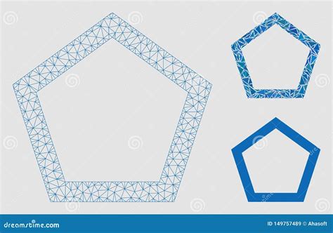 Contour Pentagon Vector Mesh Wire Frame Model And Triangle Mosaic Icon