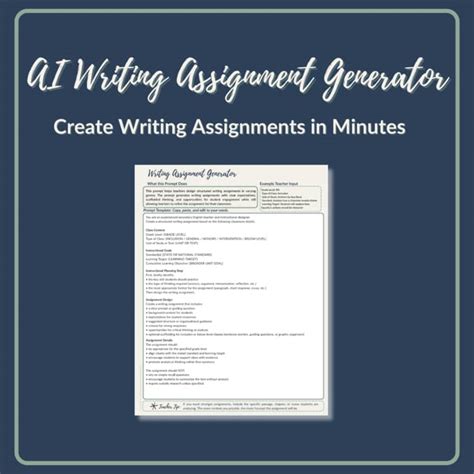 Ai Writing Assignment Generator For Secondary Ela Chatgpt Prompt