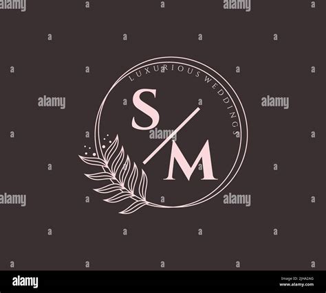 Sm Initials Letter Wedding Monogram Logos Template Hand Drawn Modern