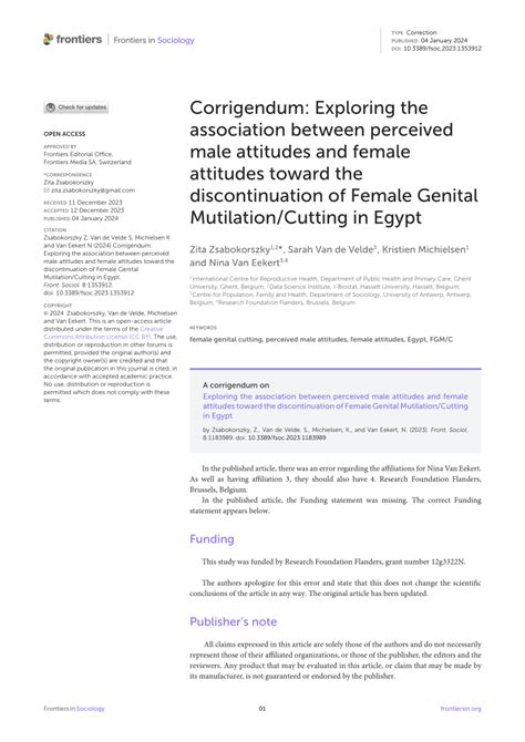 Pdf Corrigendum Exploring The Association Between Perceived Male Attitudes And Female