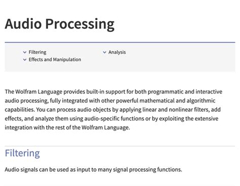 Wolfram Audio Computation Processing And Analysis