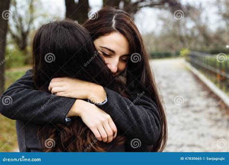 Girl Hugging Her Best Friend Stock Image Image Of Friendship