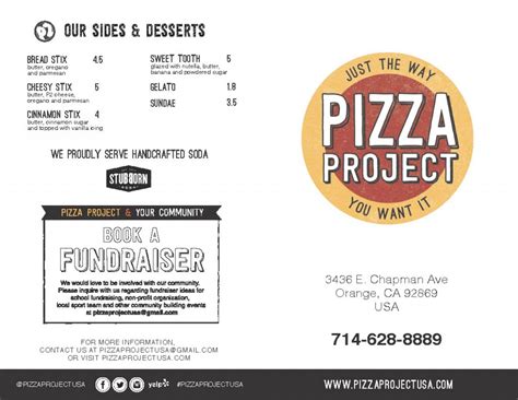 Pizza Project Menu Oc Restaurant Guides