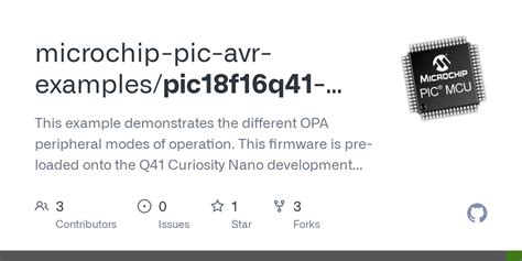 github microchip pic avr examples pic18f16q41 cnano opamp demo fw