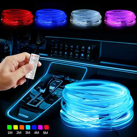 Rgb Led 스트립 자동차 인테리어 네온 장식 분위기 조명 다중 모드 Diy 대시 보드 주변 Usb El 배선 램프 1 M 2 M 3 M 4 M 5m