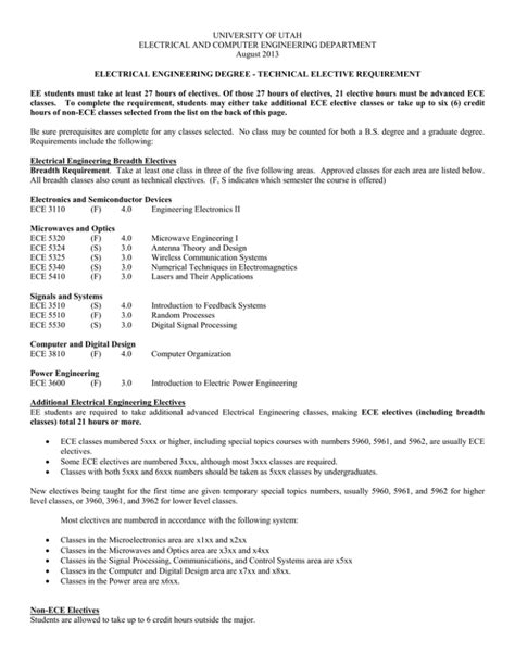 Uta Electrical Engineering Degree Plan