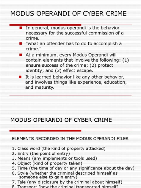 Modus Operandi Of Cyber Crime Cybercrime Cyberwarfare