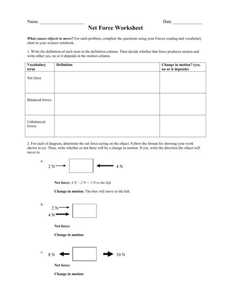 Force Diagram Worksheet With Answers Printable Calendars At A Glance
