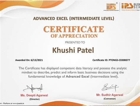 Khushi Patel On Linkedin Advancedexcel Intermediate Certificate