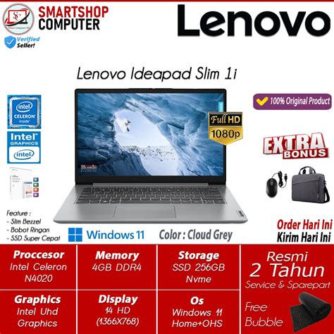 Jual Laptop Lenovo Ideapad Slim I Igl Intel N Gb Gb Ssd Windows Ohs Original