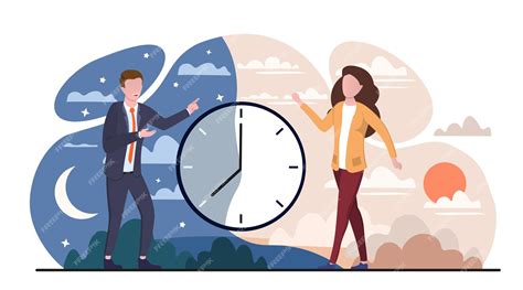 Premium Vector Circadian Rhythm Concept Man And Woman Near Large