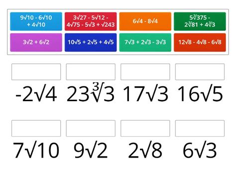 Addition And Subtraction Of Roots Match Up