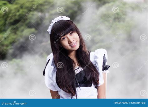 Asian Woman In Maid Outfit Stock Image Image Of Maid 55476309