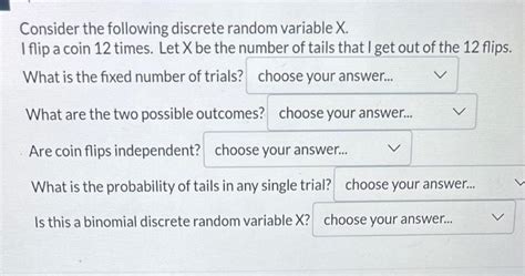 Solved Consider The Following Discrete Random Variable X I
