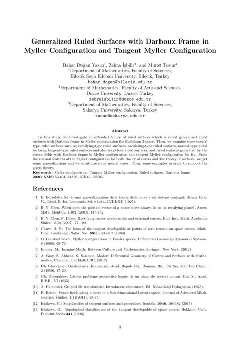 Pdf Generalized Ruled Surfaces With Darboux Frame In Myller Configuration And Tangent Myller