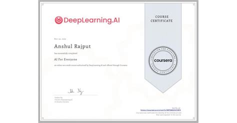 Anshul Rajput On Linkedin Completion Certificate For Ai For Everyone
