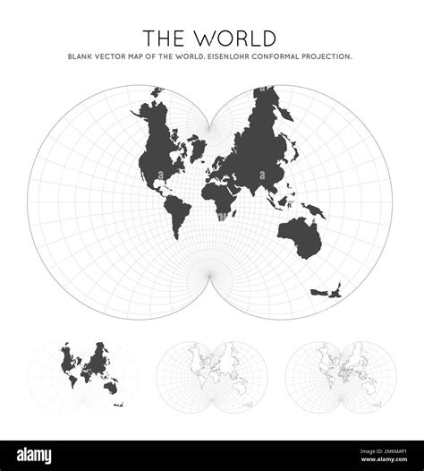 Map Of The World Eisenlohr Conformal Projection Globe With Latitude And Longitude Lines World