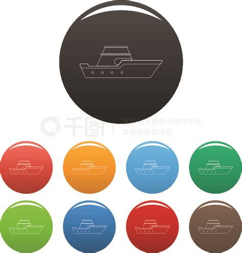 摩托艇图标。摩托艇矢量图标的轮廓图设置颜色隔离在白色。摩托艇图标设置颜色矢量模板免费下载eps格式877像素编号41523057 千图网
