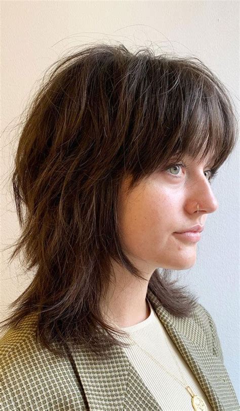 50 Shag Haircuts With Bangs Mid Length Messy Shag Shaggy Short Hair Hair Cuts Hair Lengths