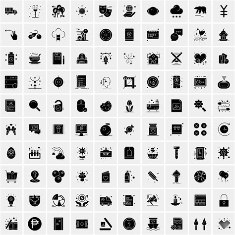 Set Of Universal Solid Icons Vector Art At Vecteezy