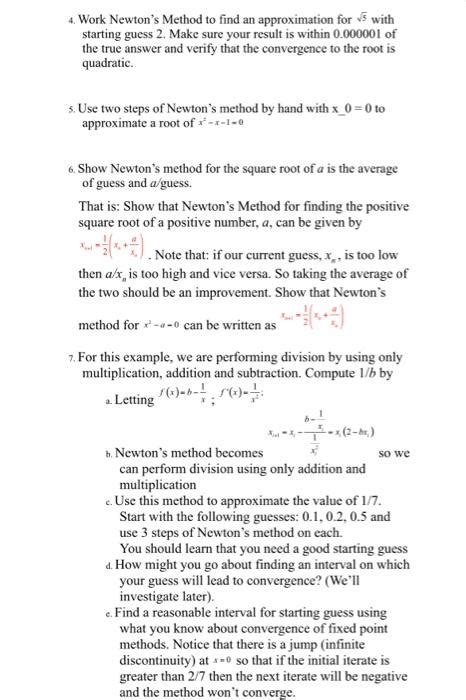 Solved Work Newton S Method To Find An Approximation For Chegg