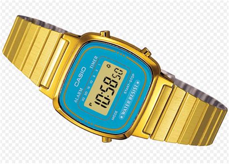 Casio卡西欧手表男女简约复古小方块表防水钢带电子表la670wga 2d 虎窝淘