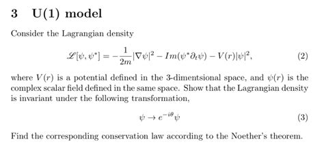 solved 3 u 1 model consider the lagrangian density otential