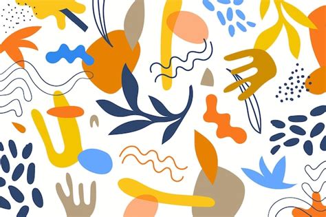 손으로 그린 추상 모양 배경 무료 벡터